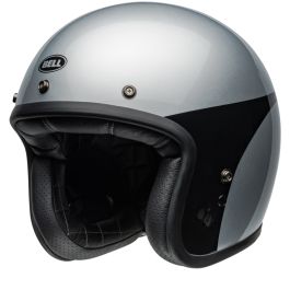 Bell Custom 500 Chassis Silver Black Jet Helmet - Chromeburner
