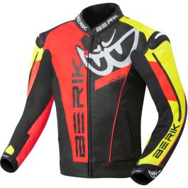 Berik VisionGP Black Neon Yellow Neon Red White Leather Motorcycle ...