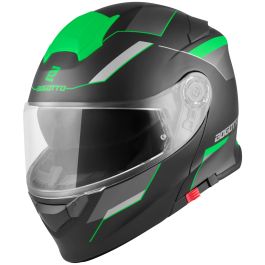Bogotto V271 Delta Matt Black Green Modular Helmet - Chromeburner