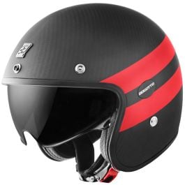 Bogotto V587 Crono Carbon Matt Black Red Jet Helmet - Chromeburner