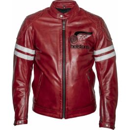 Helstons Jake Speed Leather Buffalo Red White Jacket - Chromeburner