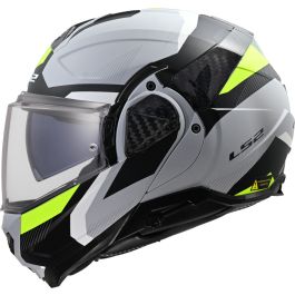 LS2 FF910 Advant II Triple Light Grey Yellow Modular Helmet - Chromeburner
