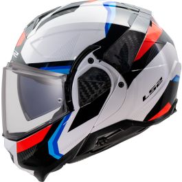 LS2 FF910 Advant II Triple White Blue Red Modular Helmet - Chromeburner
