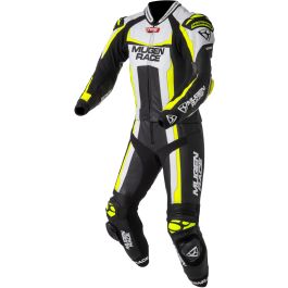 MUGENRACE Ibrido Black White Neon Yellow 2PC Leather Motorcycle Suit ...